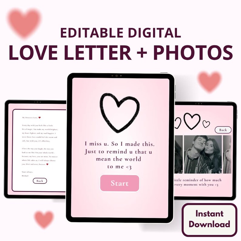 Editable Digital Love Letter With Photos - Long Distance Gift (instant ...