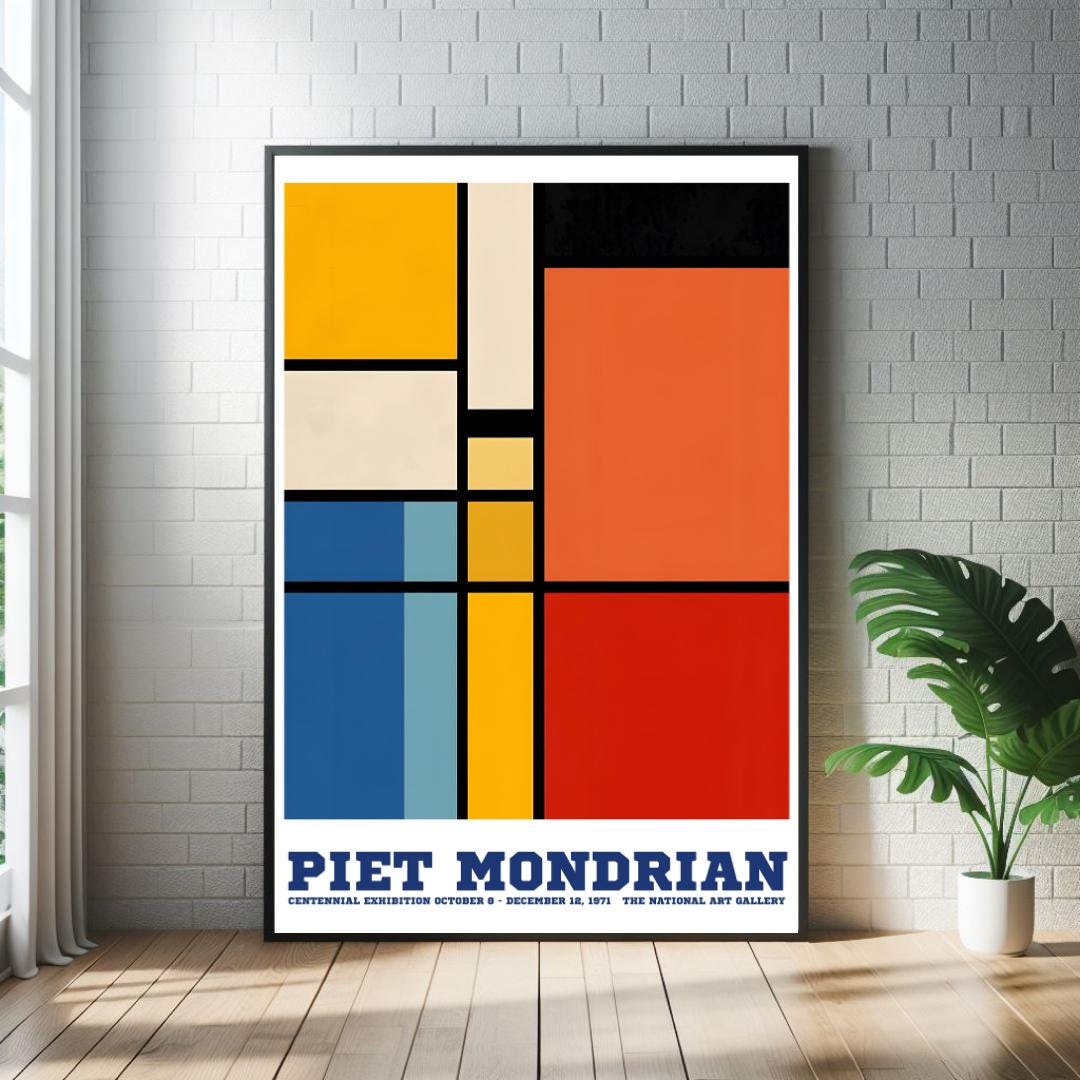 Piet Mondrian Geometric Art Print: Modernist Bauhaus Abstract Mid ...