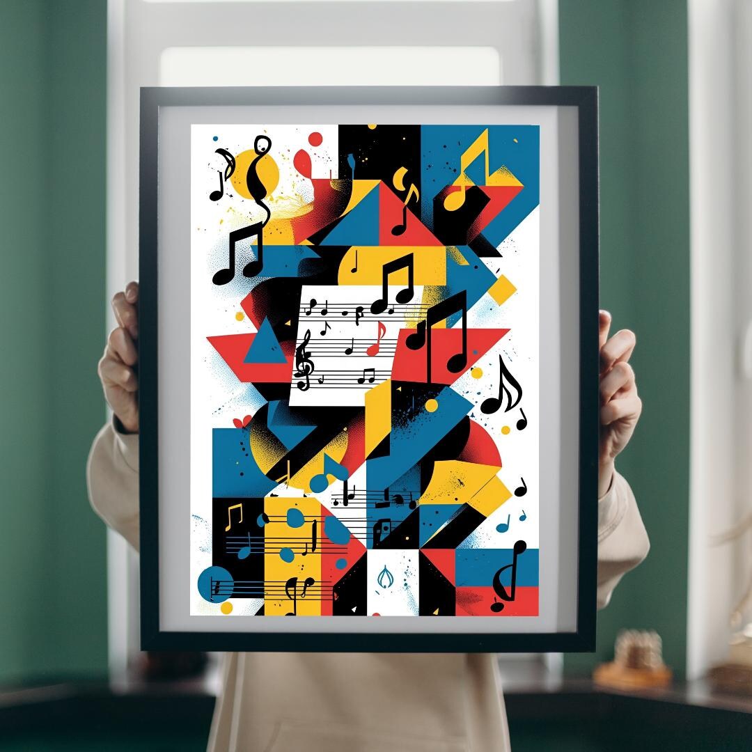 Abstract Music Notes Poster: Mid-century Bauhaus Art Print - Etsy UK