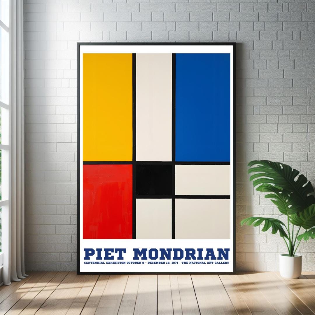 Piet Mondrian Geometric Art Print: Modernist De Stijl Abstract Mid ...