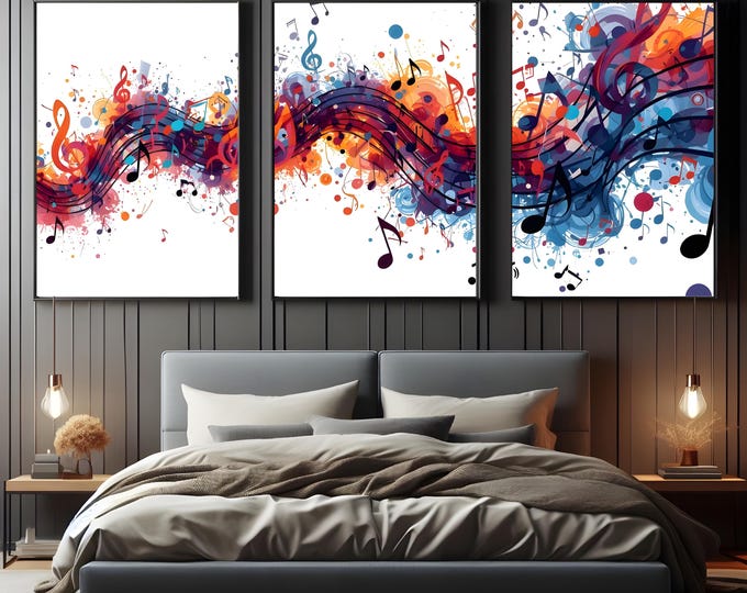 9-piece Mid-century Modern Art Bundle, Music Motif Posters, Art Deco ...