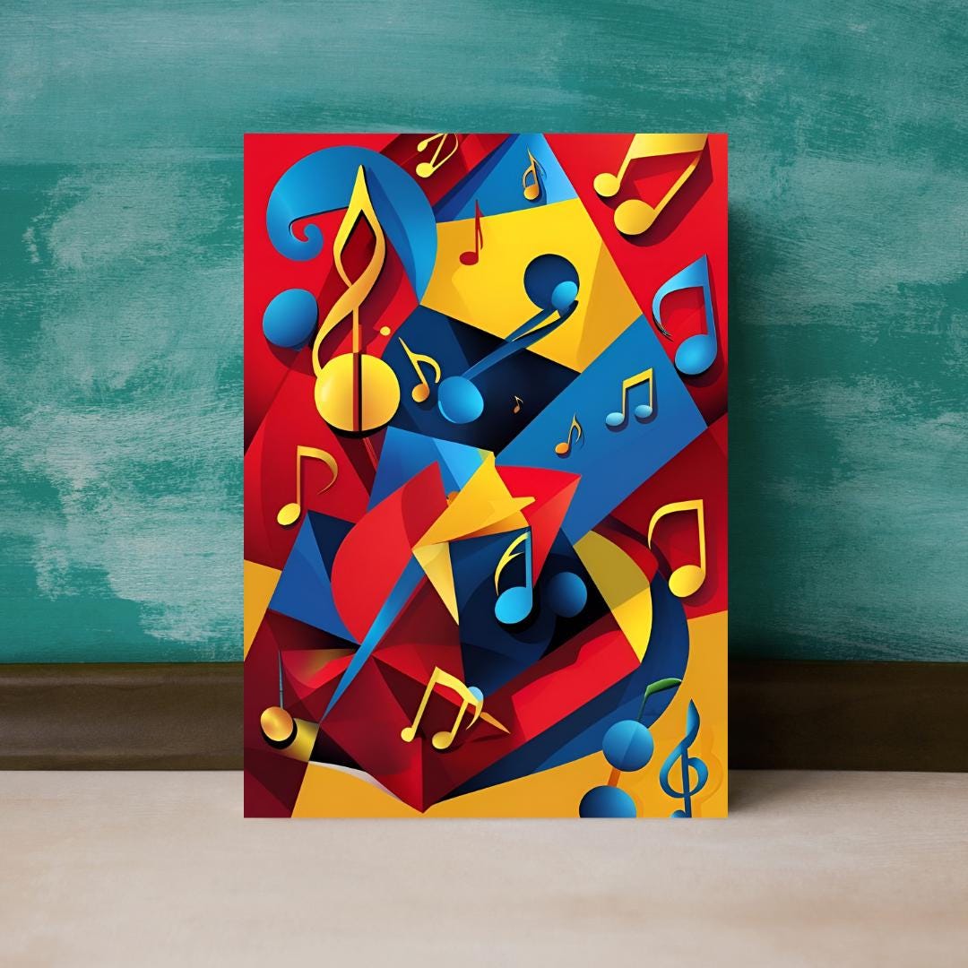 Abstract Music Notes Poster: Mid-century Modern Bauhaus Art - Etsy UK