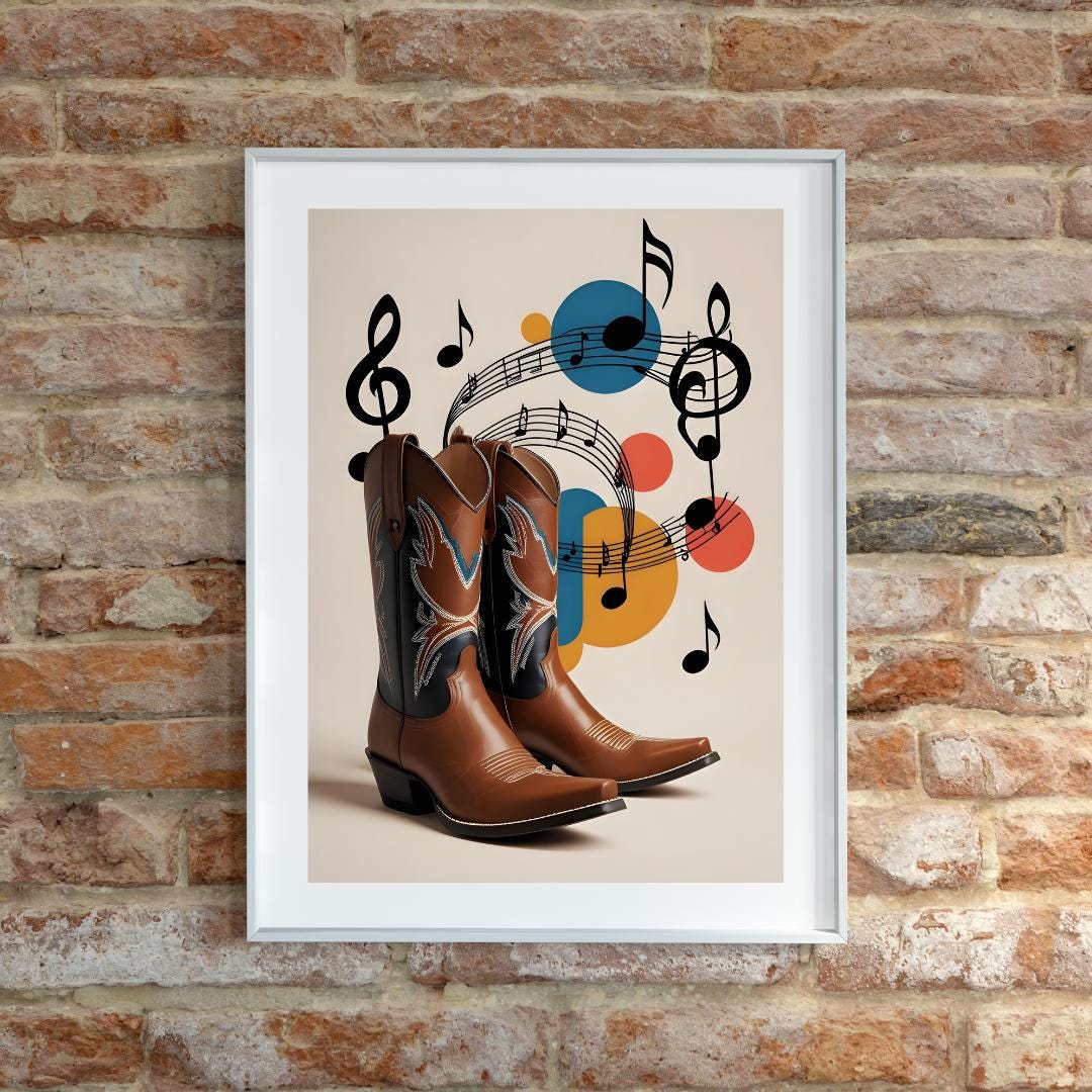 Abstract Country Music Notes Poster: Mid-century Modern Bauhaus Art - Etsy