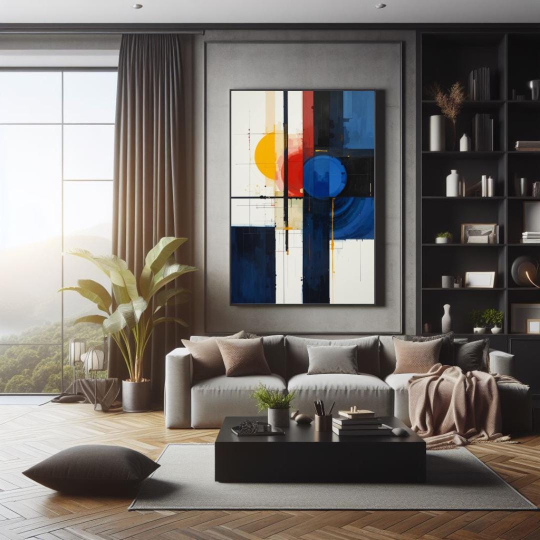 Modern Abstract Bauhaus Style Art Print: Geometric Shapes Primary ...