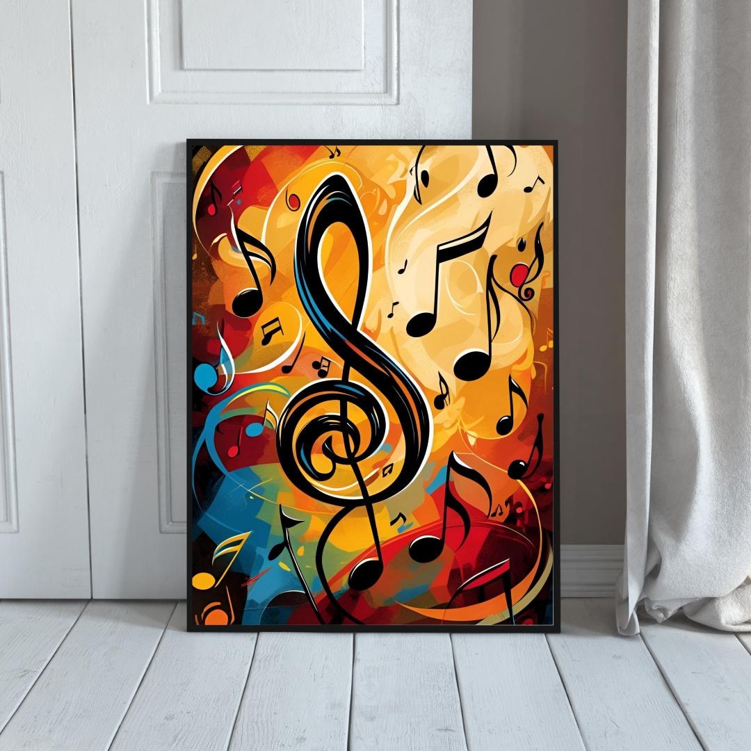 Abstract Music Notes Poster: Bauhaus Style Mid-century Modern Art - Etsy