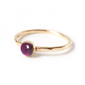 Handmade Purple Amethyst Stacking Ring // Delicate Hammered 14k Gold ...