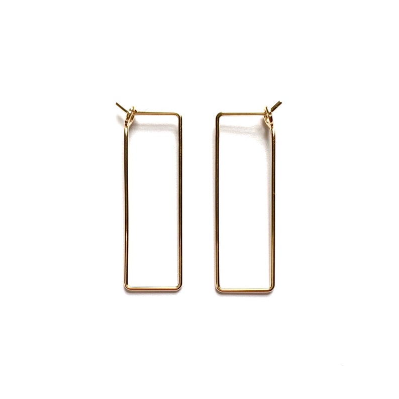 Minimalist Small Rectangle Box Hoops / / Delicate Wire Hoop - Etsy