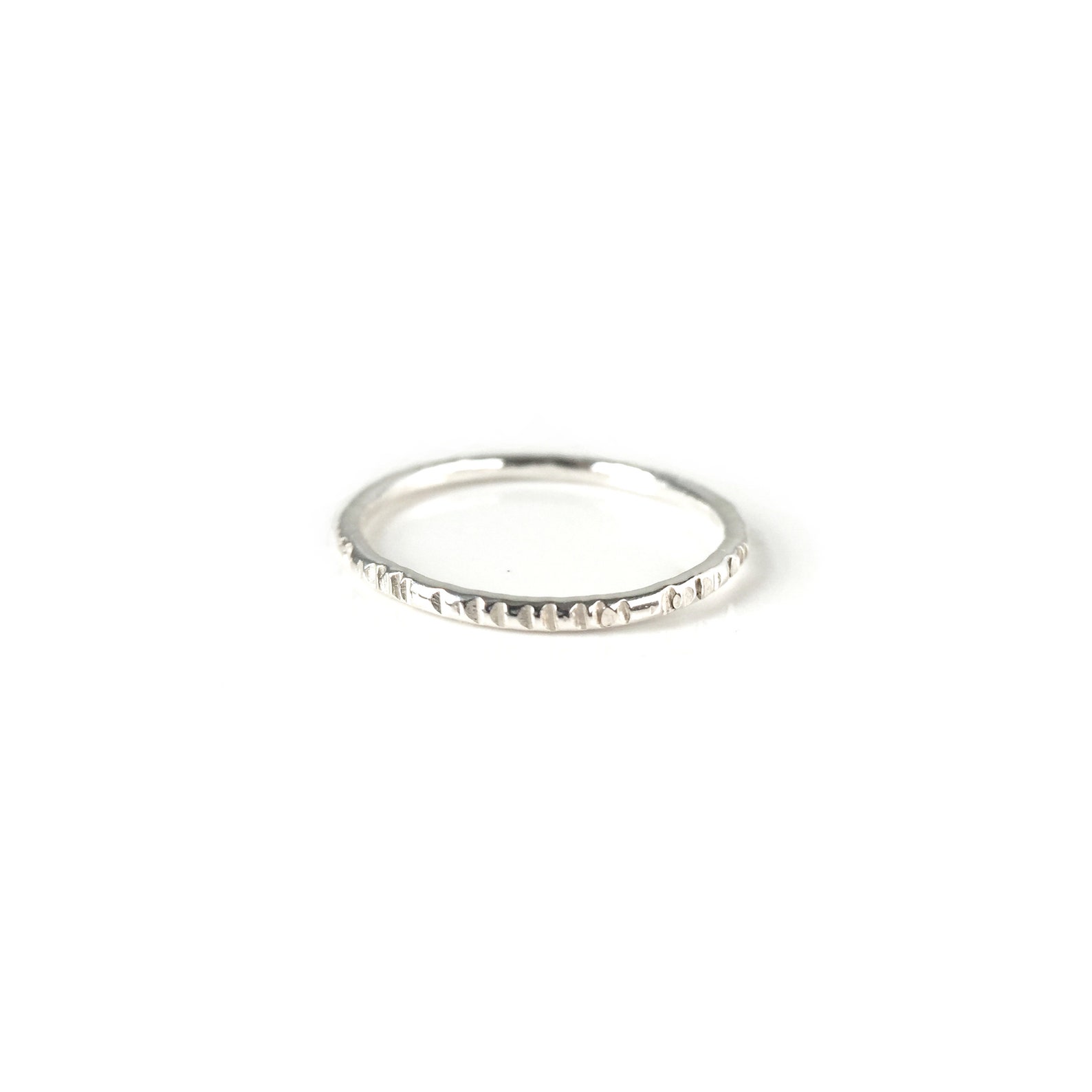 Handmade Delicate Notch Ring / Striped Stacking Band or Midi Ring in ...