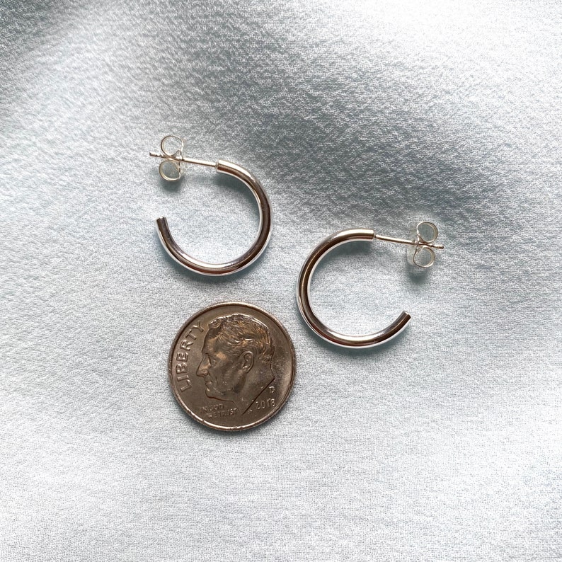 DIME HOOPS: Minimalist Hoop Earrings in 14k Gold Filled or Sterling ...