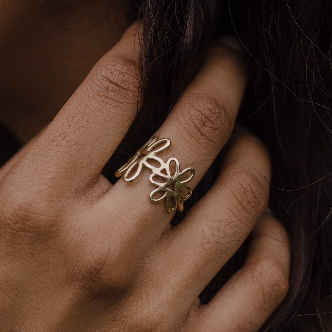 POSY Flower Ring / Floral Handmade Statement Ring in Brass, Sterling ...