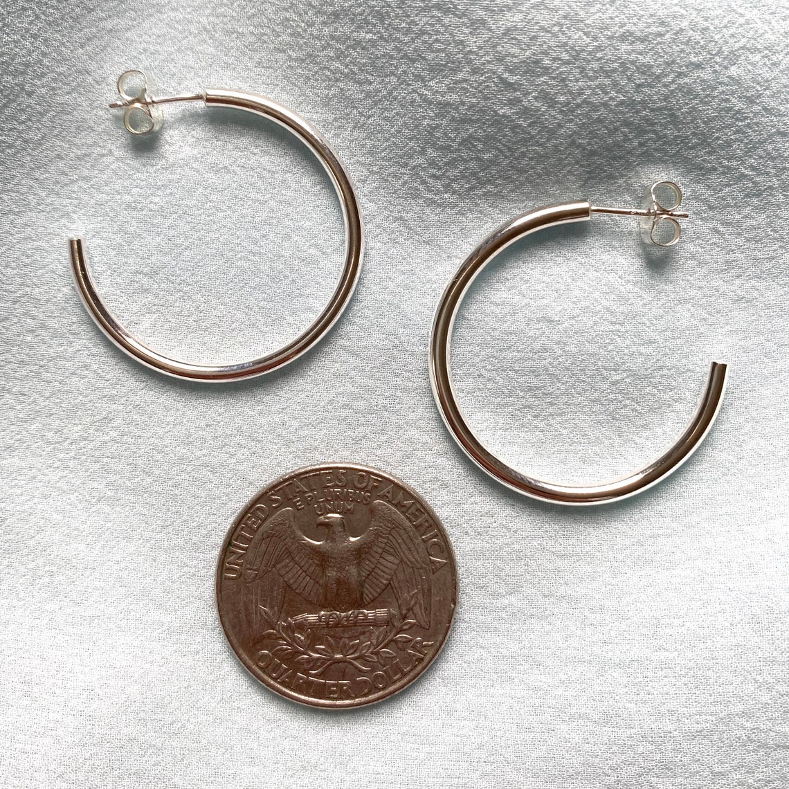 HALF DOLLAR HOOPS: Minimalist Hoop Earrings in 14k Gold Filled or ...
