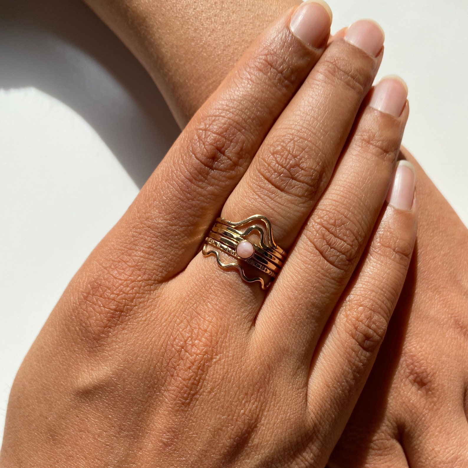 Handmade Ripple Stacking Ring / 14k Gold Filled or Sterling Silver Squiggle Ring - Etsy