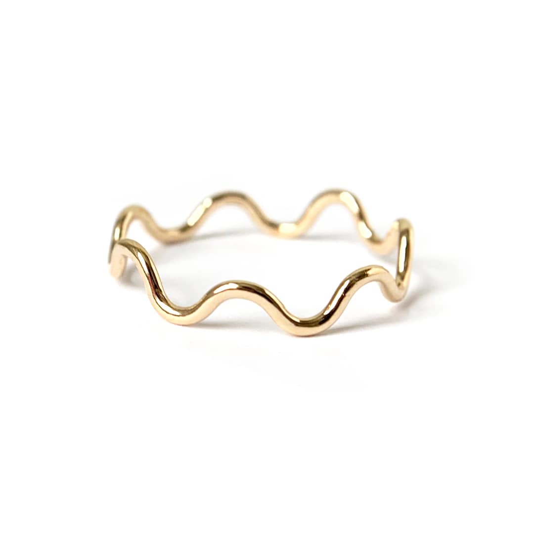 Handmade Ripple Stacking Ring / 14k Gold Filled or Sterling Silver Squiggle Ring - Etsy