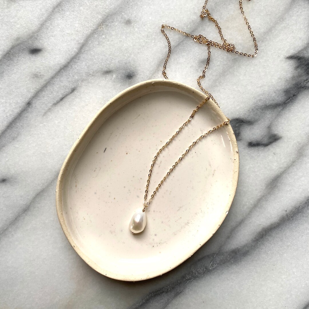 Baroque Pearl Solitaire Necklace in 14k Gold Filled, Sterling Silver or ...