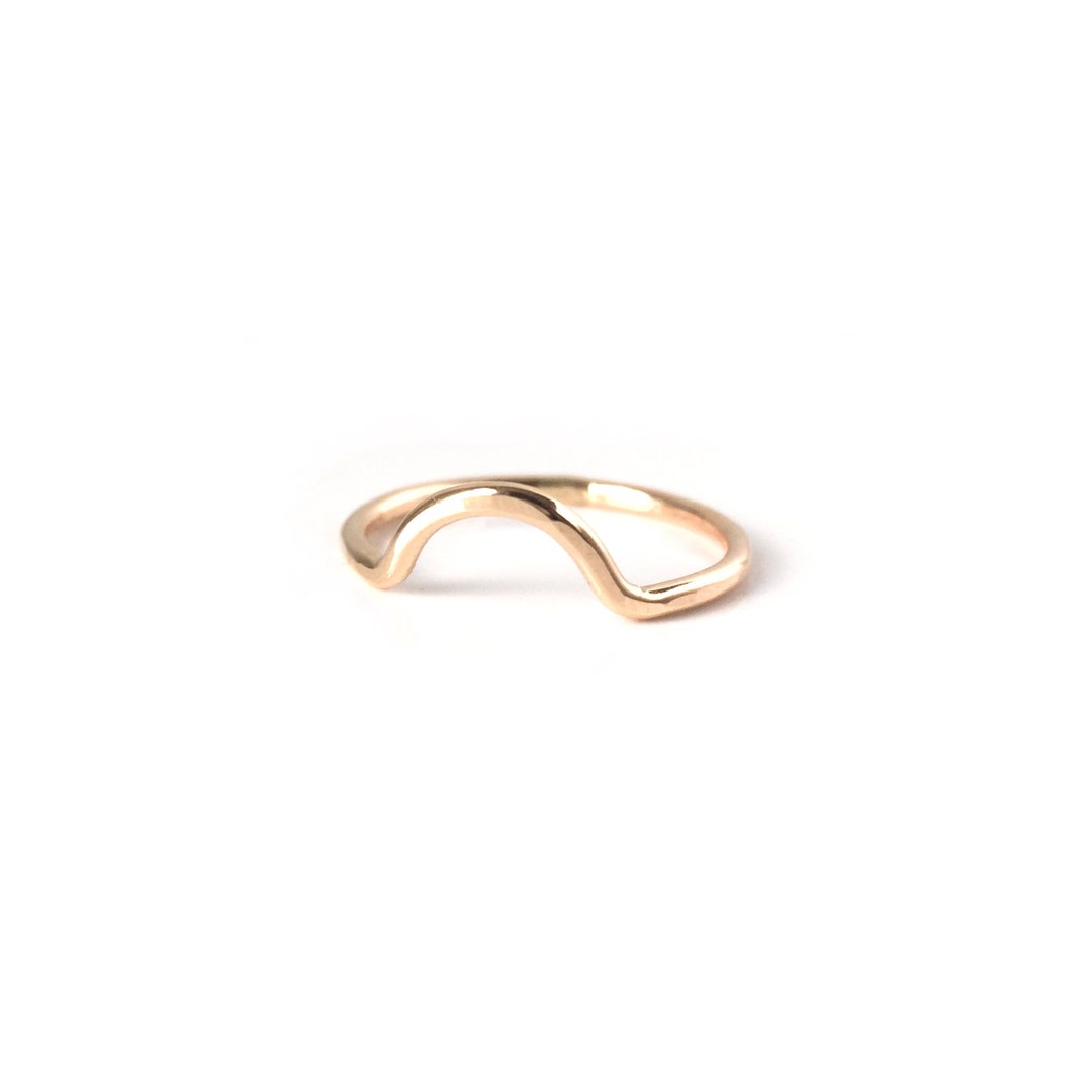 Handmade Gold Faceted Arc Wedding Band / / Half Circle Wedding Ring in ...