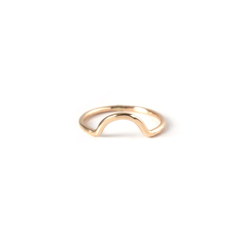 Handmade Gold Faceted Arc Wedding Band, Solid Gold Stacking Ring - Etsy