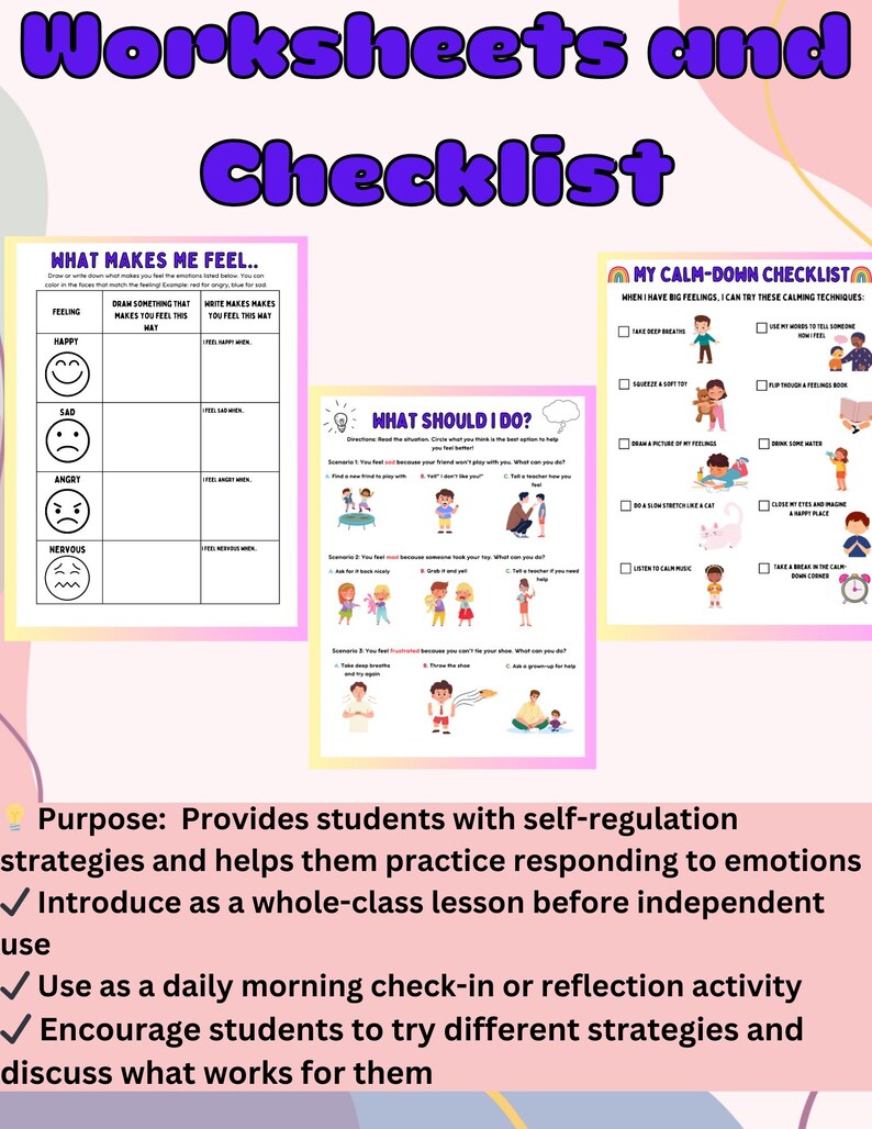 Calm Down Corner Printables | Kindergarten SEL Activities (digital ...