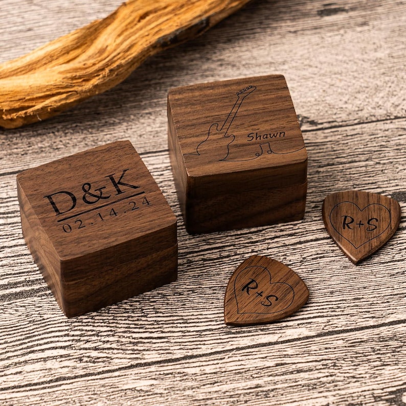 Personalised Wooden Guitar Picks Box, Custom Guitar Pick, Wood Guitar ...