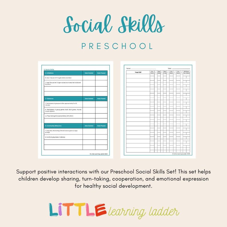 Preschool Social Skills Printable | Social Development for Preschoolers ...