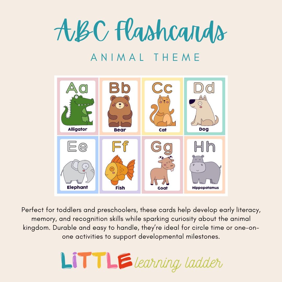 Animal ABC Flashcards Printable | Alphabet Learning Cards for Toddlers ...
