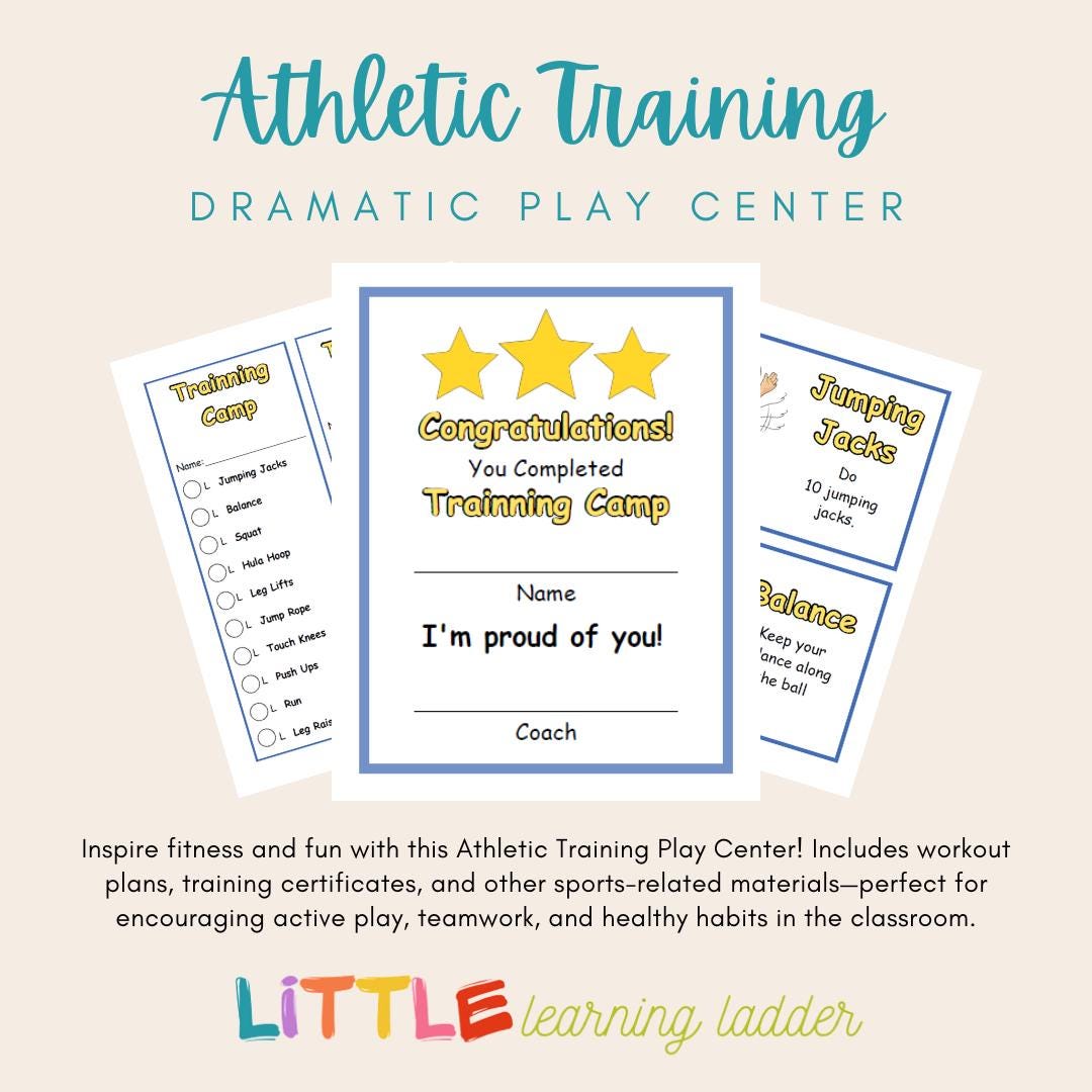 Athletic Training Dramatic Play Printable | Pretend Play Gym for ...