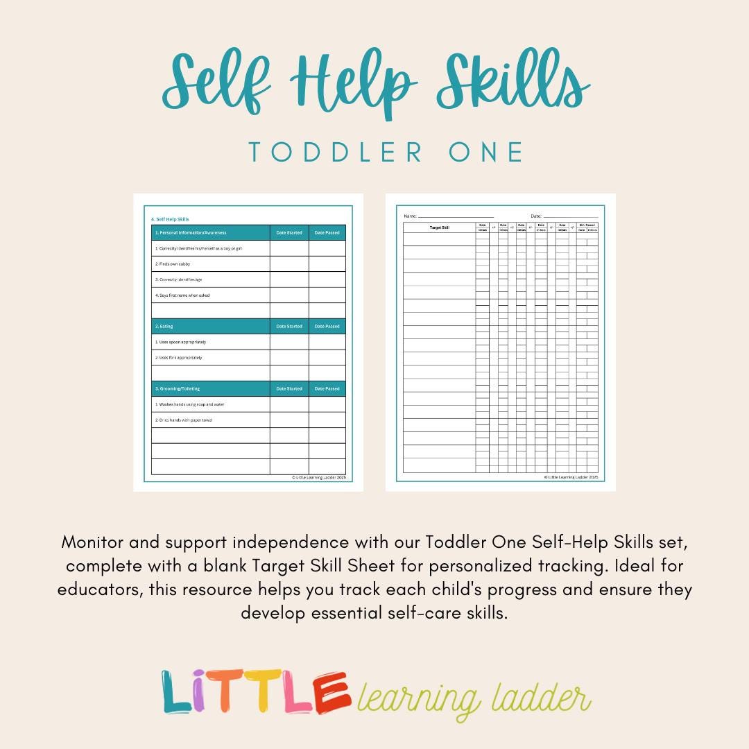 Toddler One Self Help Skills Tracker | Printable Milestones | Early ...