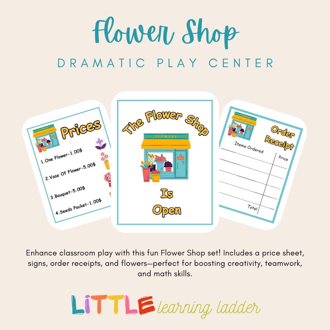 Flower Shop Dramatic Play Printable | Pretend Play Florist Set for ...