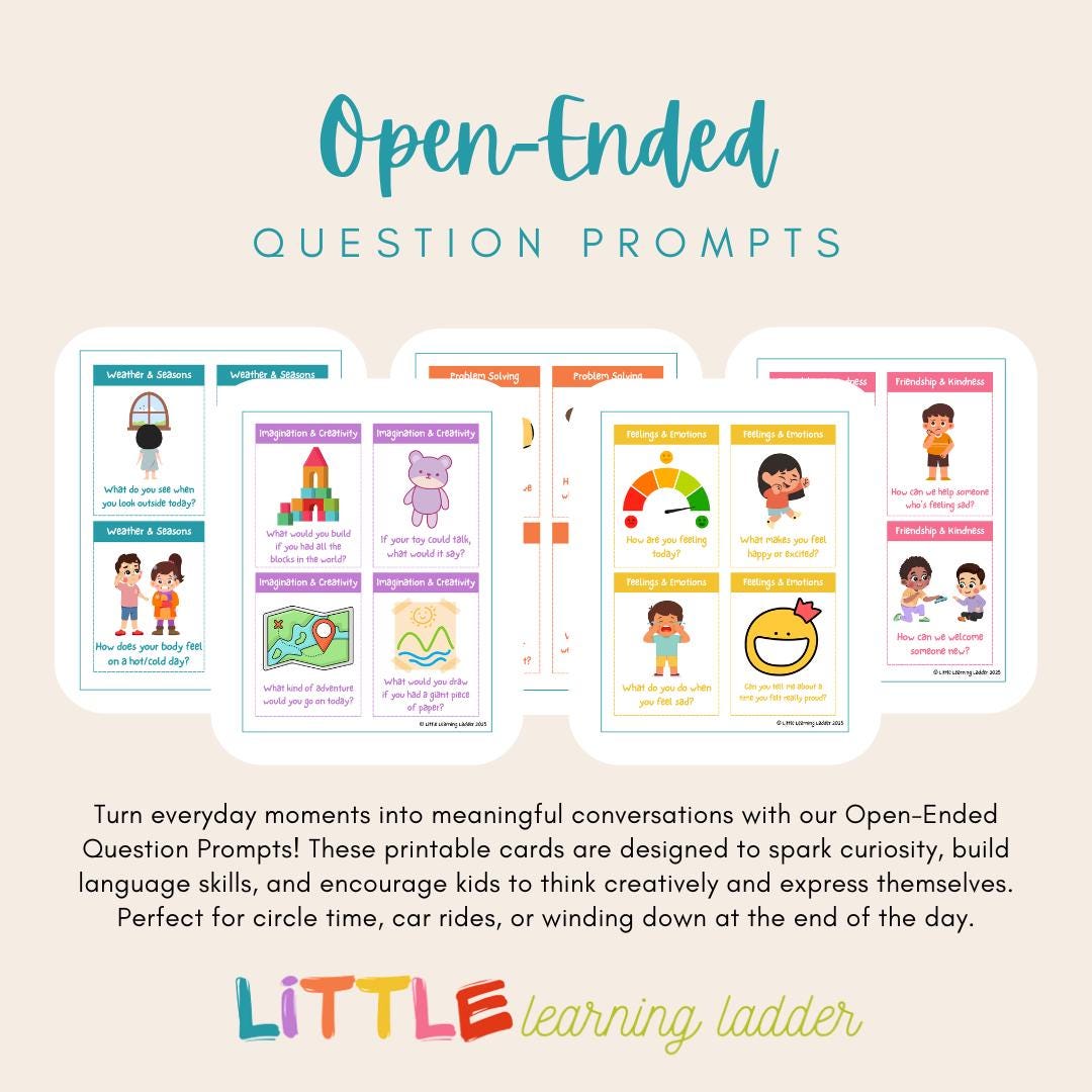 Open-ended Question Prompts Printable | Conversation Starters for Kids ...