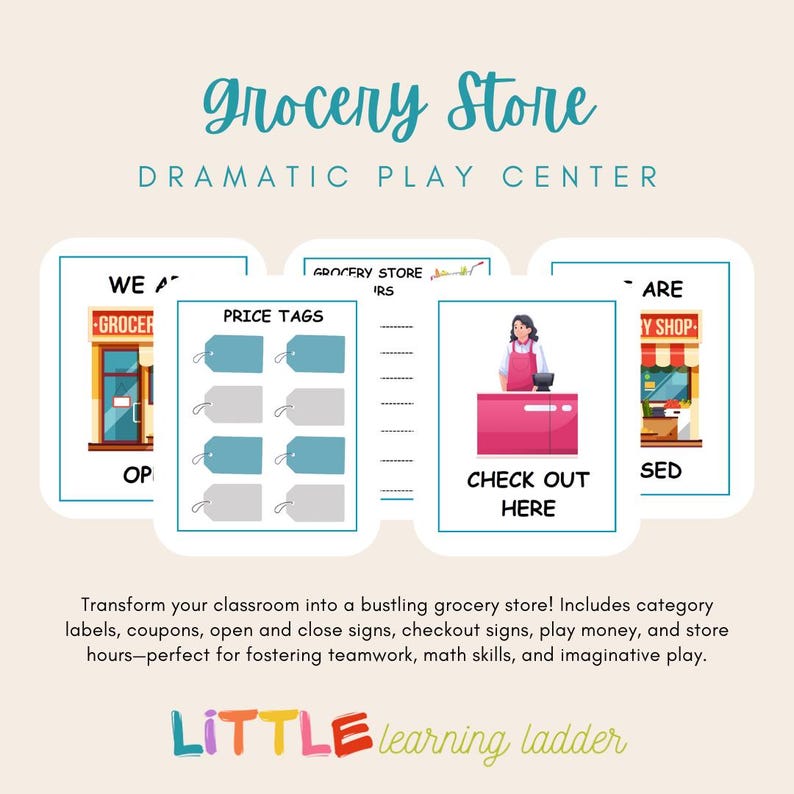 Grocery Store Dramatic Play Printable | Pretend Play Market Set for ...