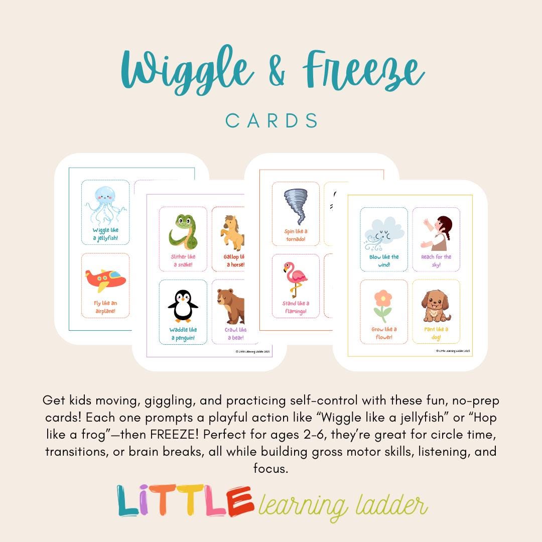 Wiggle Freeze Cards Printable | Movement & Listening Skills | Gross ...