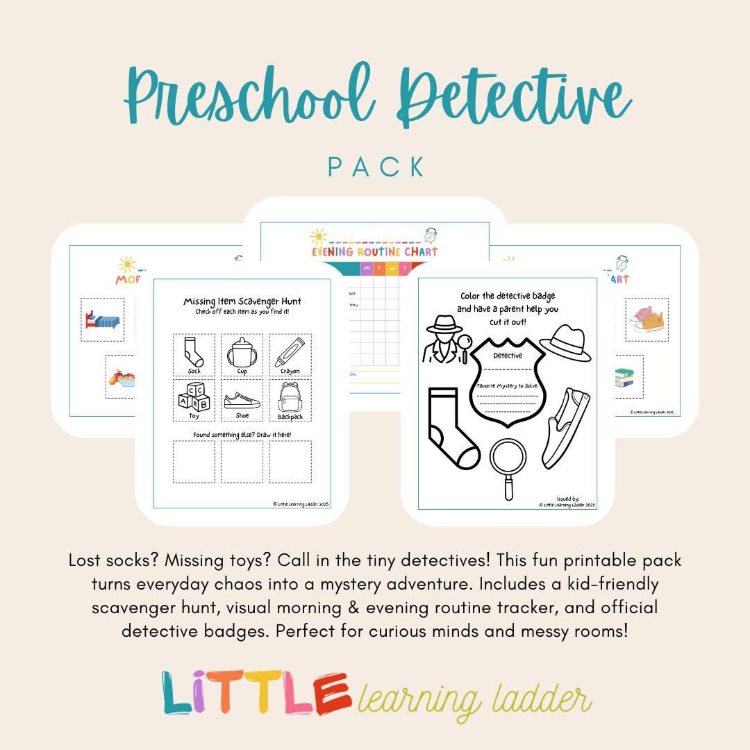 Preschool Detective Pack Printable | Routine & Scavenger Hunt ...