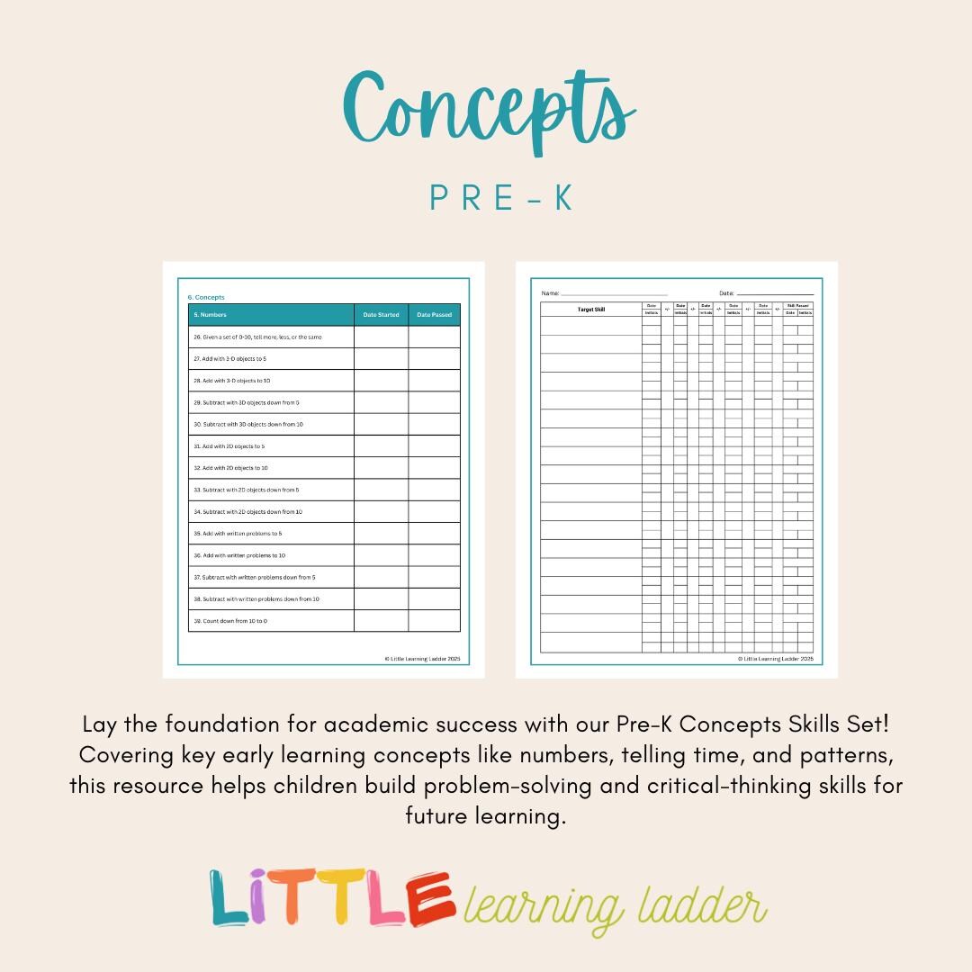 Pre-k Concepts Printable | Early Learning Concepts for Pre-k | Instant ...