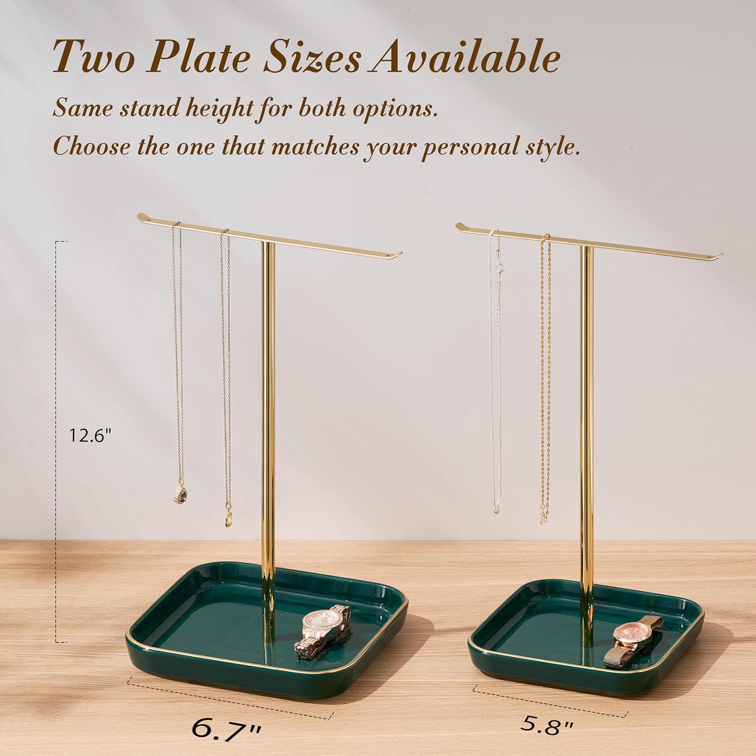 Jewelry Holder Stand With Ceramic Base, 12" Tall Necklace Organizer ...