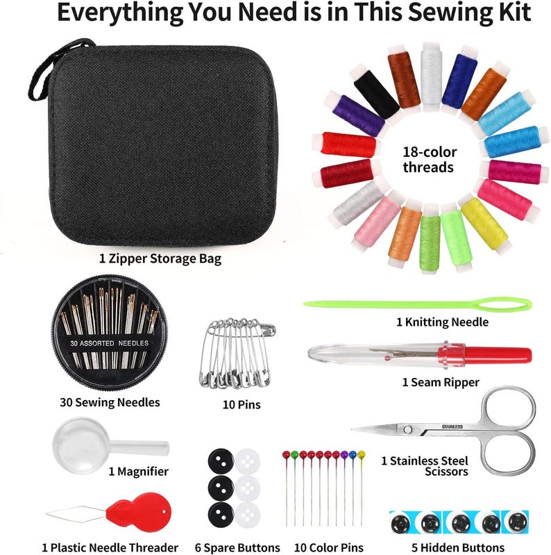 Sewing Kit Basic, Needle and Thread Kit With Sewing Supplies and ...