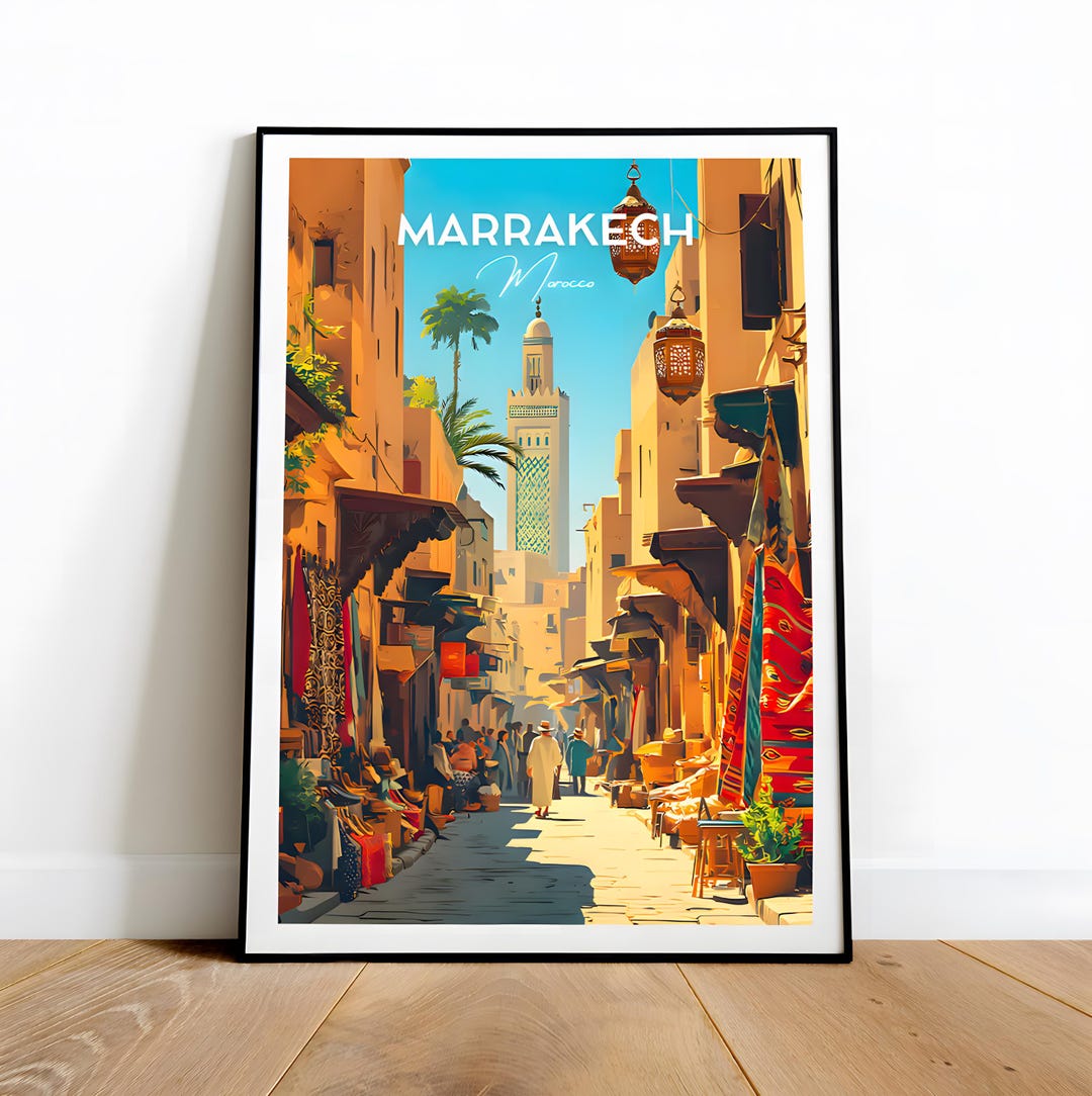Vintage Marrakech Poster – Traditional Morocco Poster, Moroccan Home ...