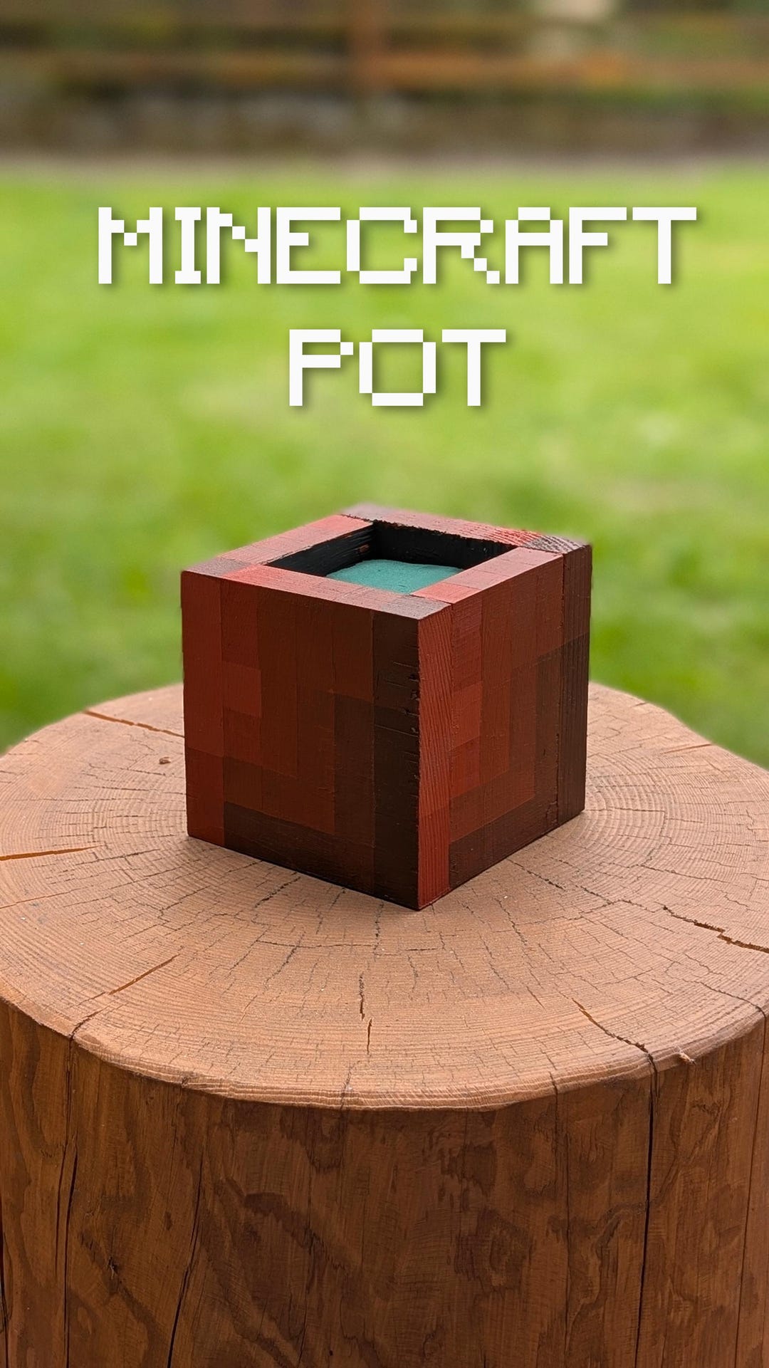 Minecraft Inspired Wooden Planter – Pixelated Flower Pot – Gamer Room ...