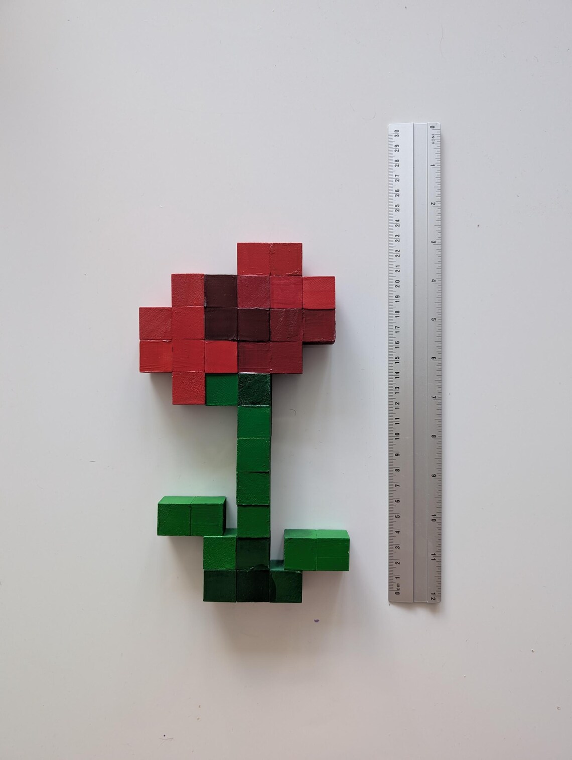 Minecraft Flowers Collection – Handmade Wooden Pixel Art Flowers – Rose ...