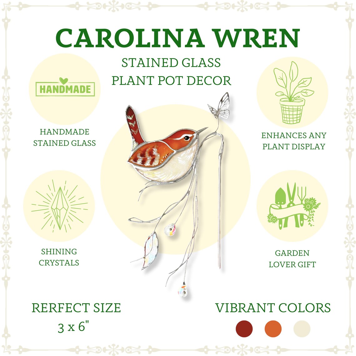 Carolina Wren Crystal Suncatcher - Gifts for Mother in Law - Bird Plant ...