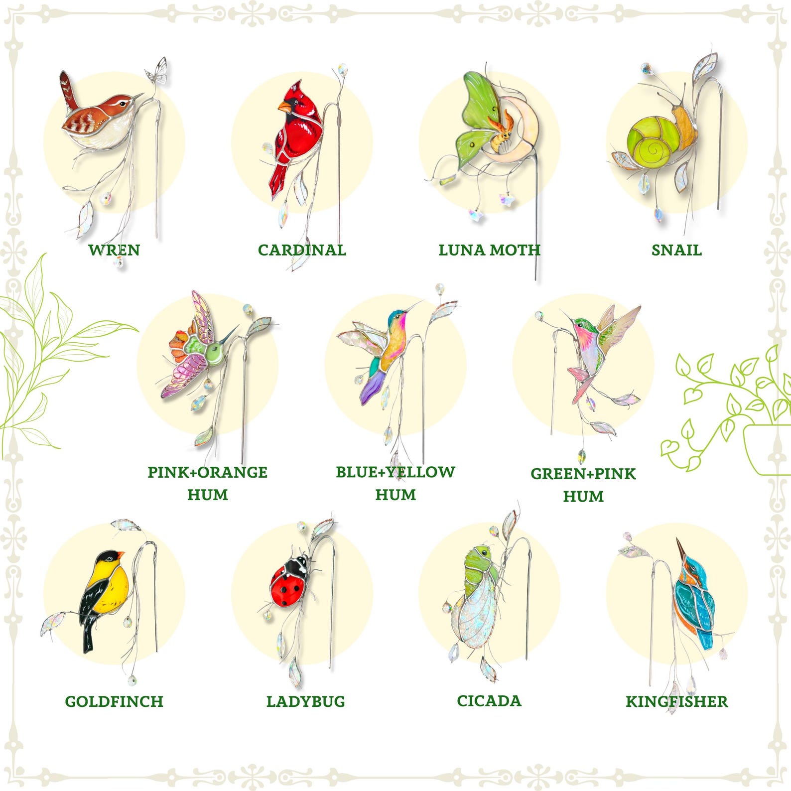 Carolina Wren Crystal Suncatcher - Gifts for Mother in Law - Bird Plant ...