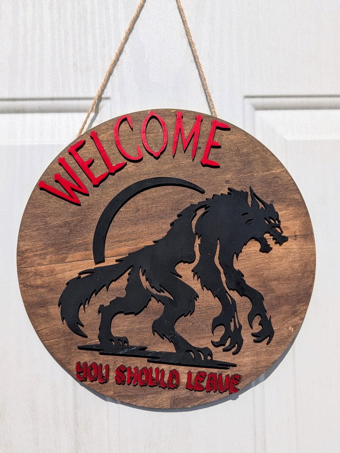 Wooden Werewolf Welcome You Should Leave Door Sign - Etsy