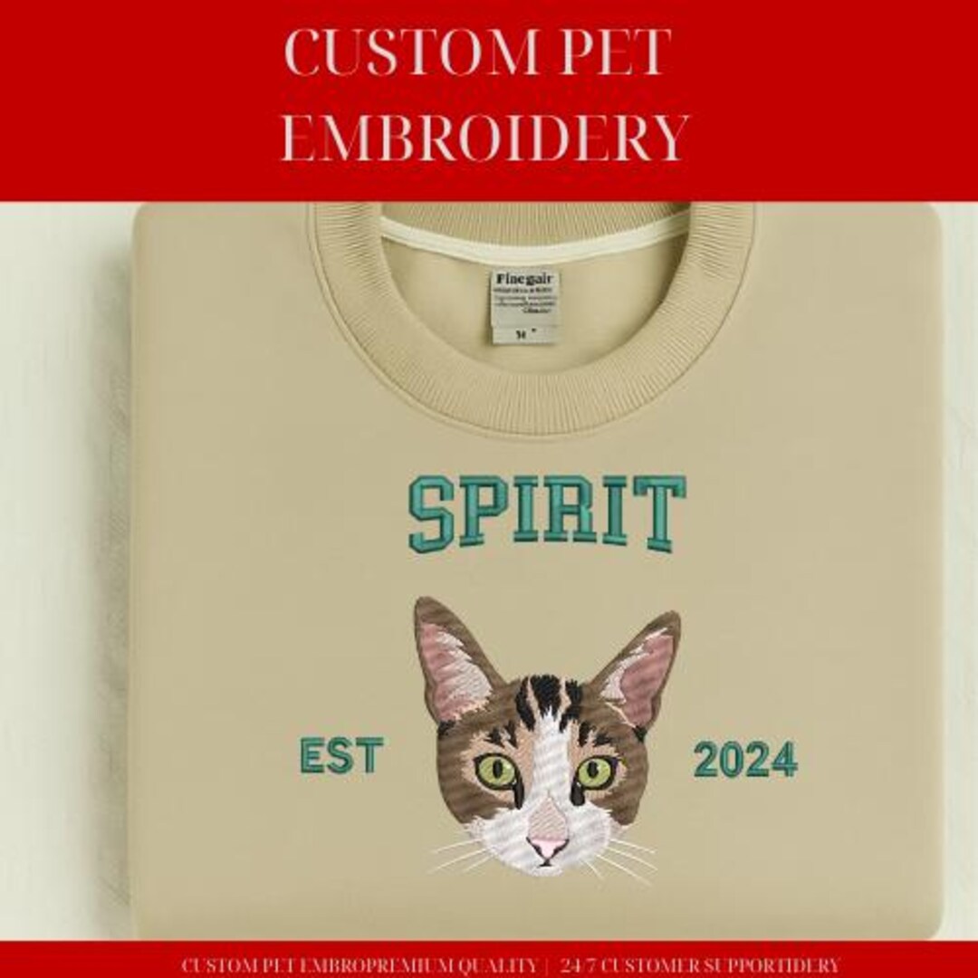 Custom Pet Embroidery Design | Personalized Dog Cat Portraits | Pet ...