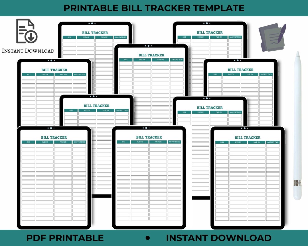 Bill Tracker Printable | Bill Tracker Digital | Yearly, Monthly, Weekly ...