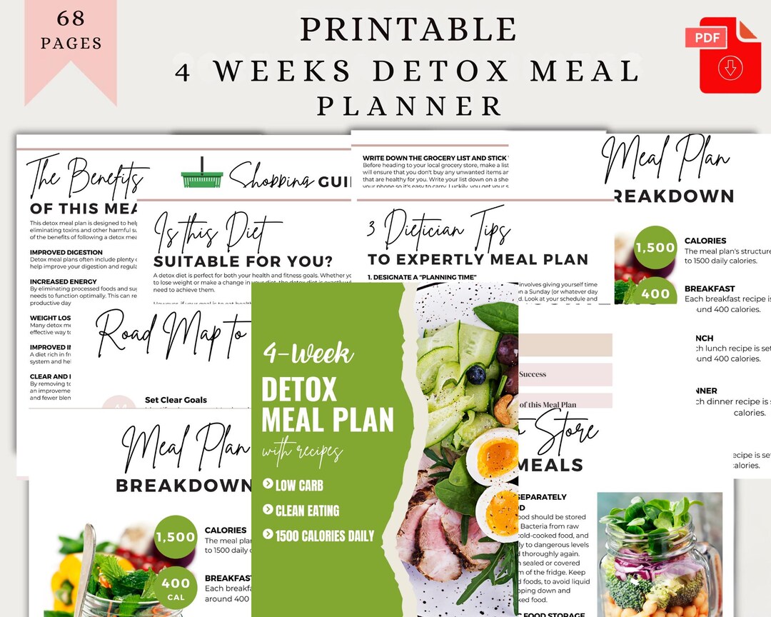4-week Detox Meal Planner: Clean Eating Recipe Guide (printable PDF) - Etsy