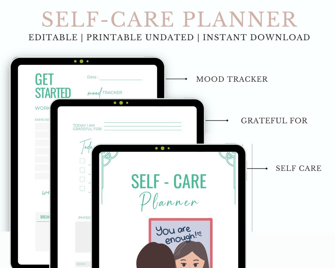 Self Care & Wellness Planner, Track Mindfulness, Habits Goals ...