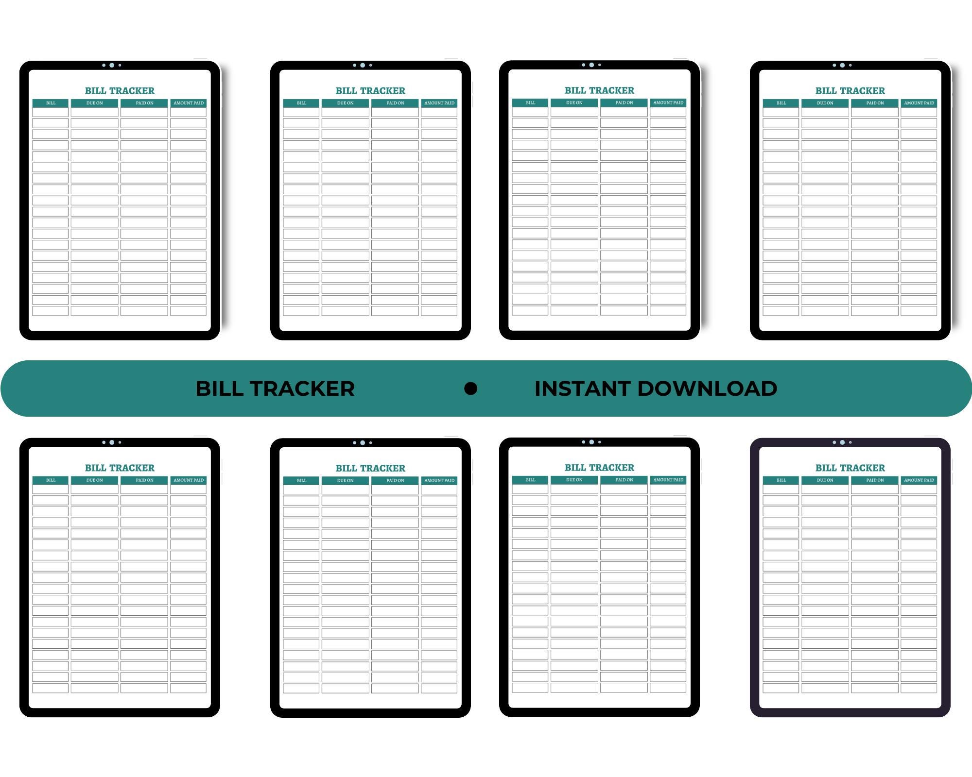 Bill Tracker Printable | Bill Tracker Digital | Yearly, Monthly, Weekly ...