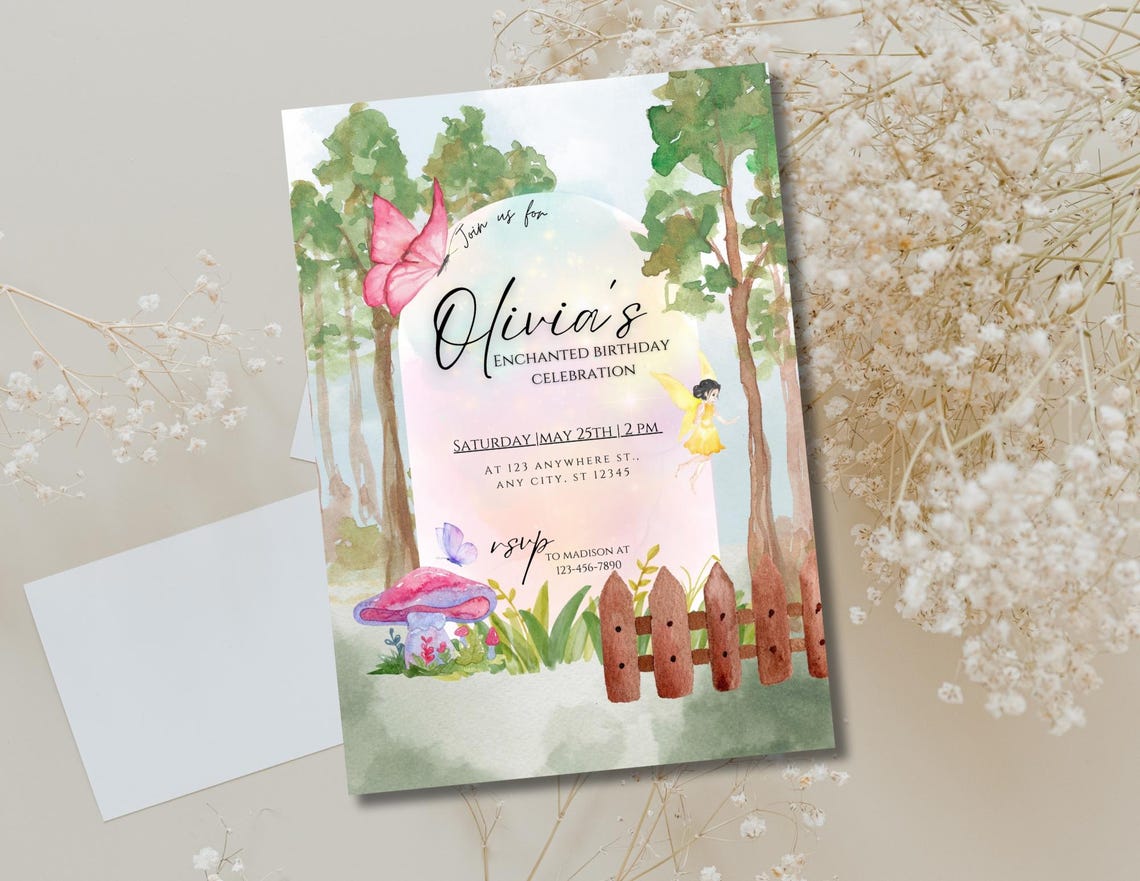 Enchanted Fairy Birthday Invitation | Magical Princess Party Invite ...