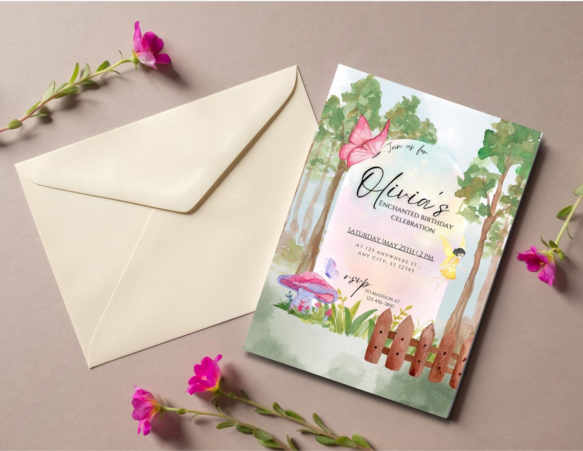 Enchanted Fairy Birthday Invitation | Magical Princess Party Invite ...
