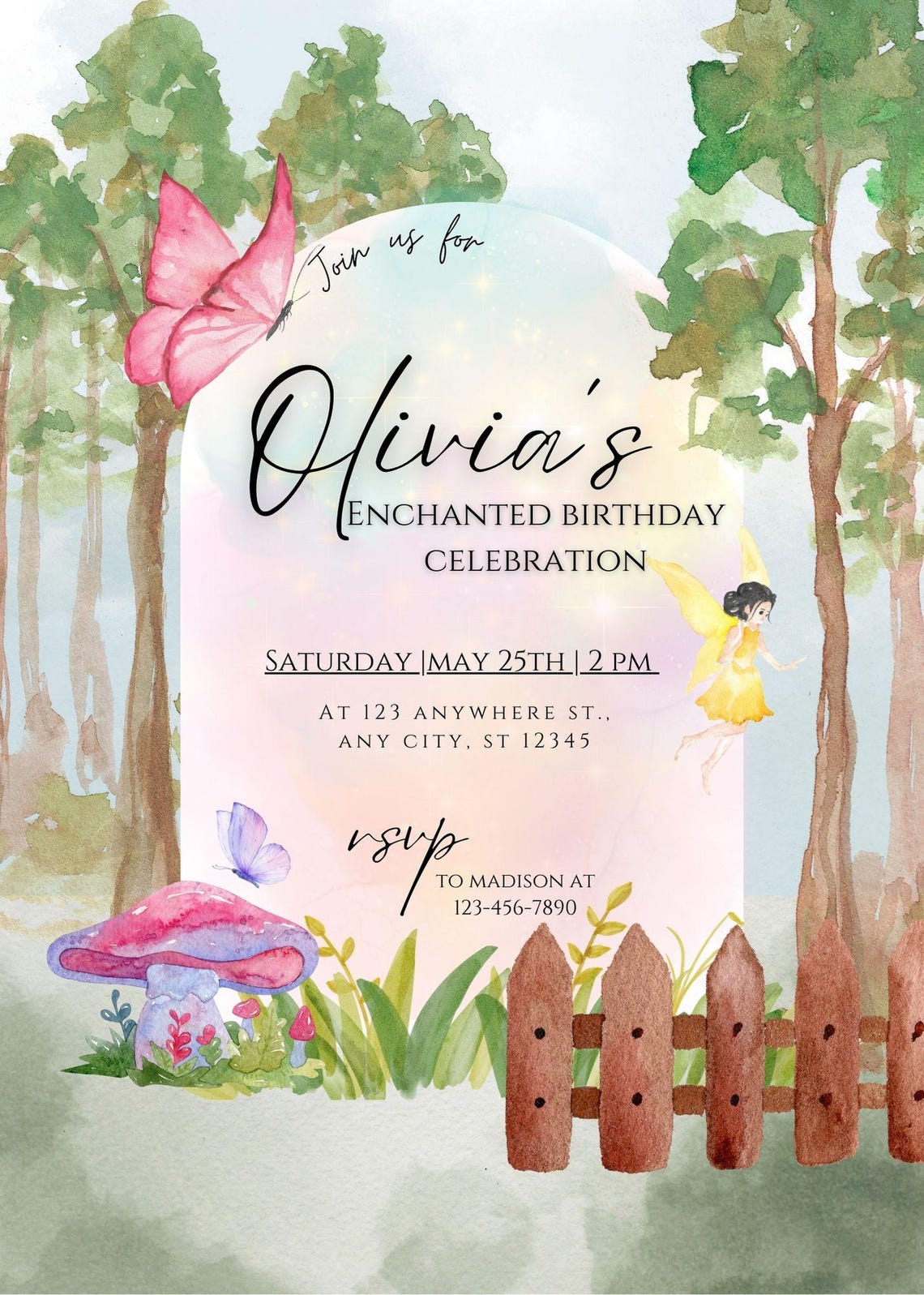 Enchanted Fairy Birthday Invitation | Magical Princess Party Invite ...