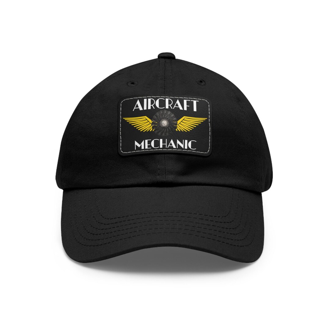 Personalized Aircraft Mechanic Hat Leather Patch Cap Aviation Lovers ...