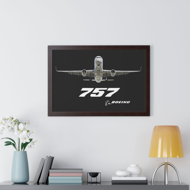 Boeing 757 Framed Poster, Aviation Art Print, Wall Decor for Pilots ...